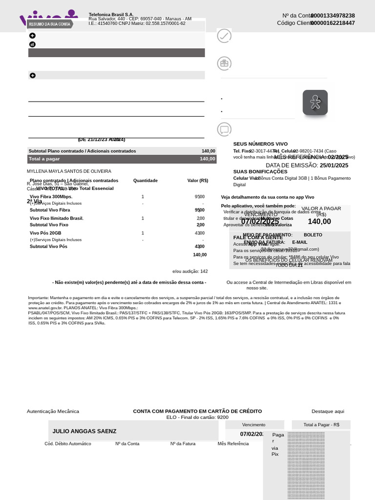 Conta de Internet | PDF | Brazil