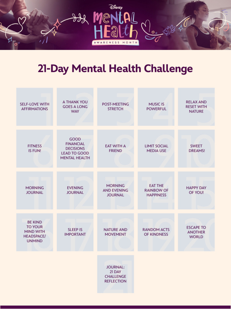 21 Day Mental Health Challenge | PDF | Mental Health | Sleep