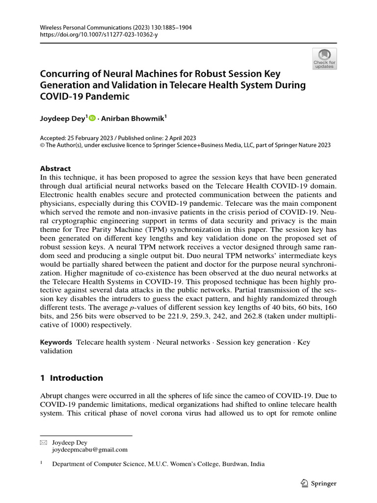 2023 - Concurring of Neural Machines For Robust Session Key Generation ...