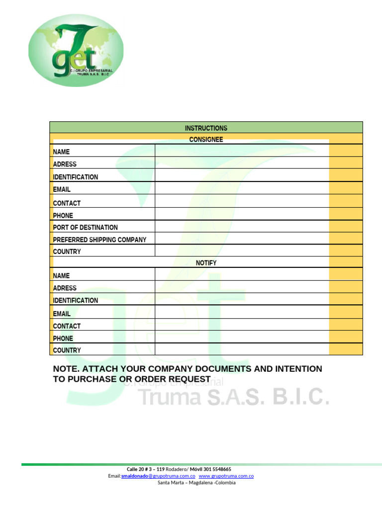 Datos Cliente Diligenciar | PDF