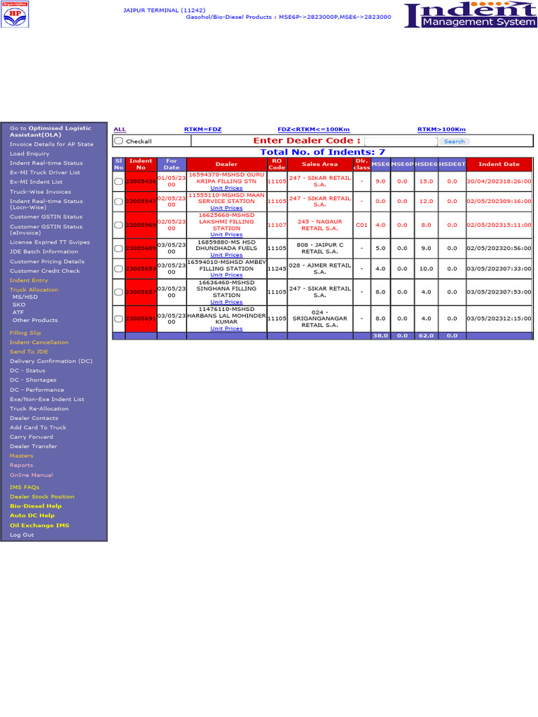 IMS - Indent Management System | PDF | Transport