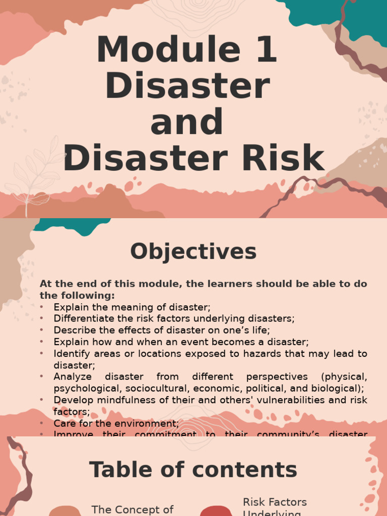 Module 1 Disaster and Disaster Risk | PDF | Natural Disasters | Hazards