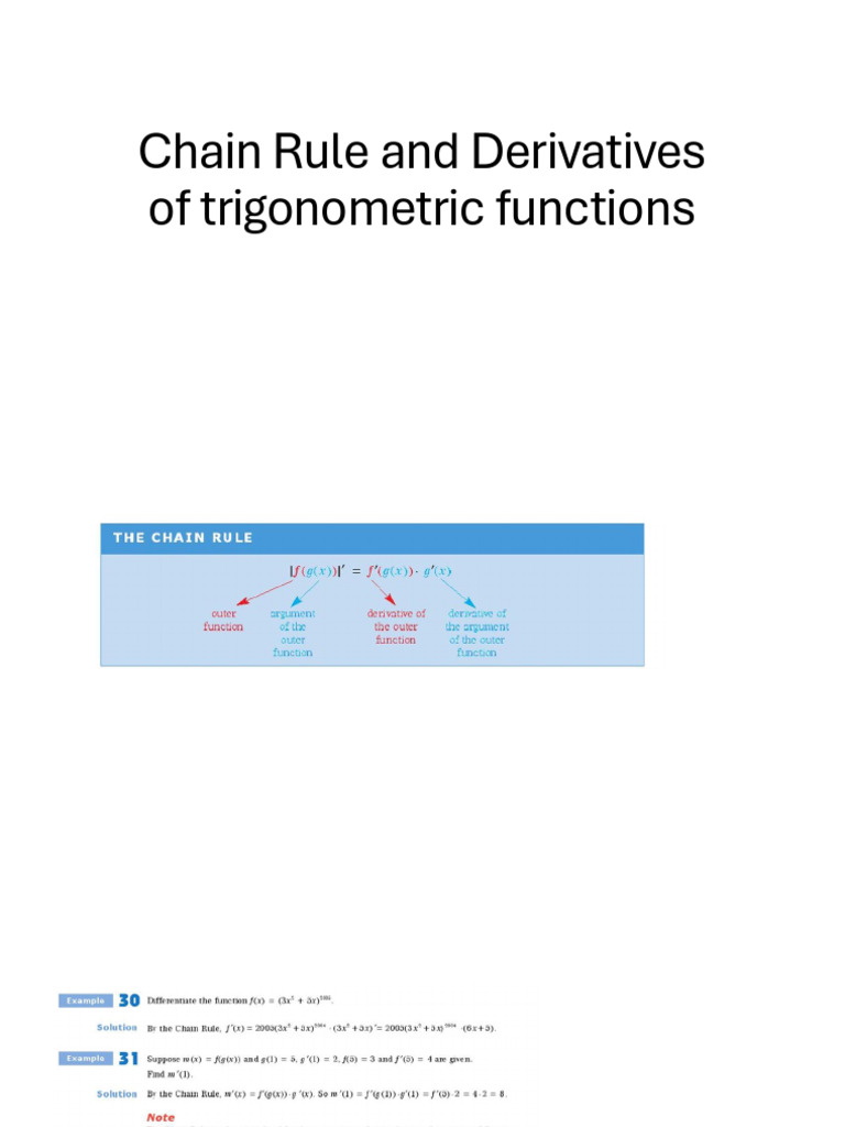 Chain Rule and Derivatives of Trigonometric Functions | PDF