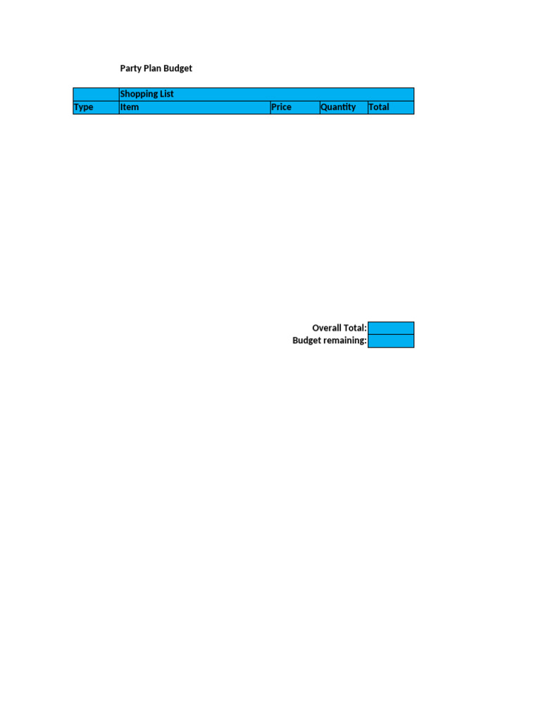 Party Plan Budget - Students 2 | PDF