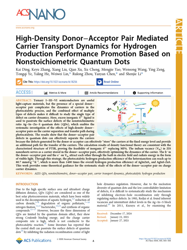2025, ACS NANO, Kai Ding | PDF | Fluorescence | Electromagnetic Spectrum