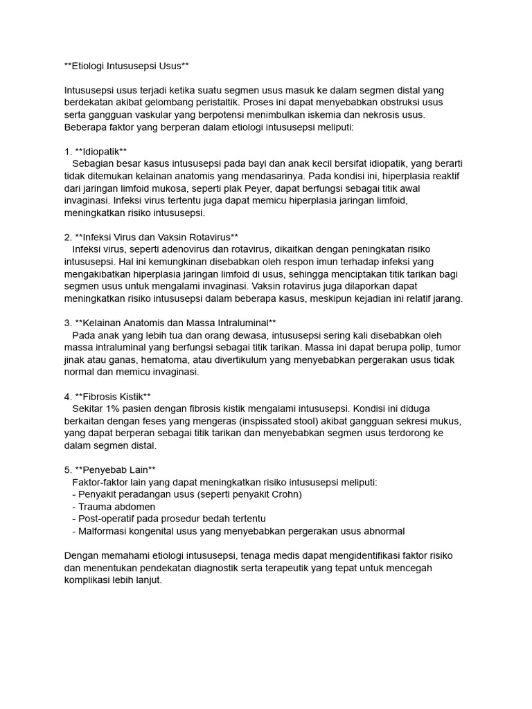 Etiologi Intususepsi Usus pada Anak | PDF