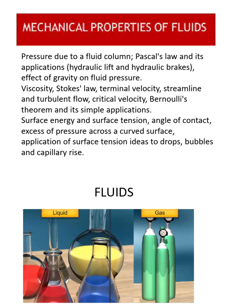 Mech. Prop - Fluids | PDF | Viscosity | Pressure