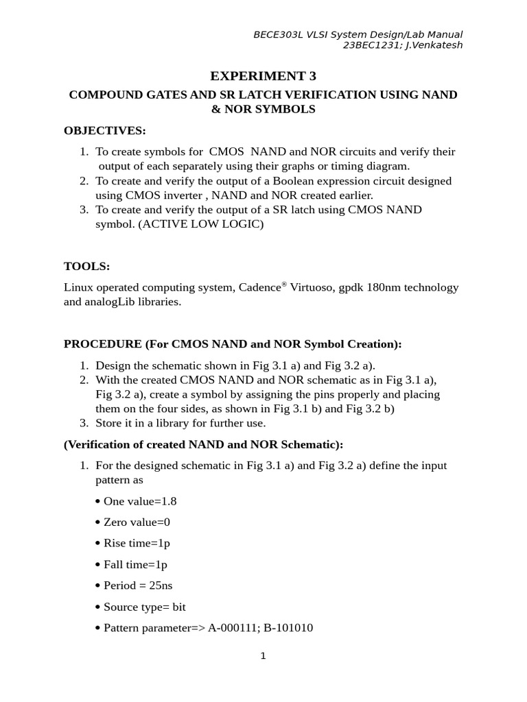 NMOS - CMOS - Inverter 23BEC1231 - VLSILAB | PDF | Logic Gate | Cmos