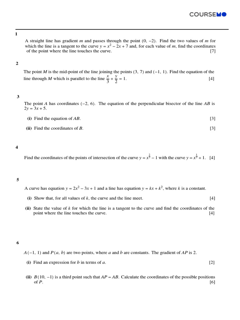 3.coordinate Geometry 2 QP | PDF | Equations | Analytic Geometry
