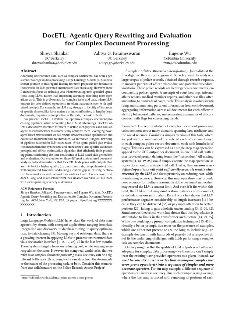 Docetl: Agentic Query Rewriting and Evaluation For Complex Document Processing | PDF | Computing ...