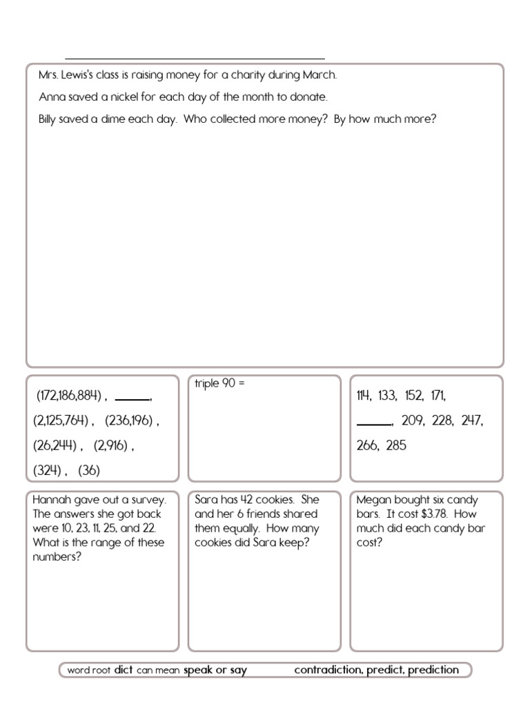 Math Worksheets for March 17 | PDF
