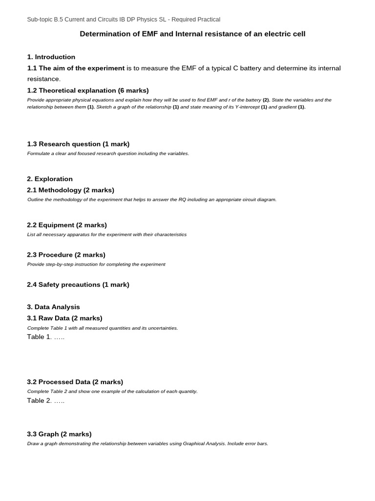 B.5 - Lab - EMF and Internal Resistance | PDF