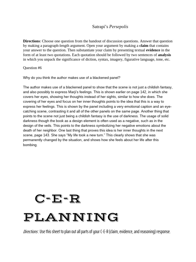 Satrapi's Persepolis Discussion Question-1 | PDF | Thought | Cognition