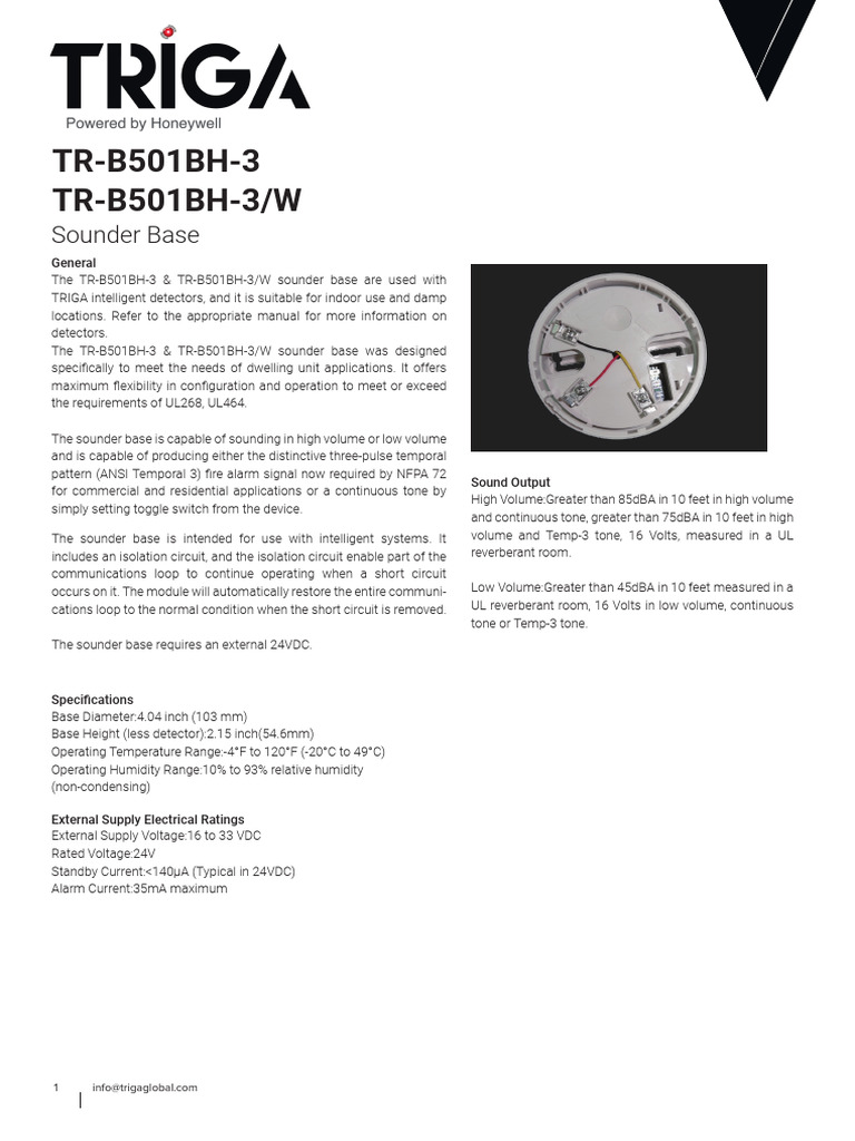 TR-B501BH-3 Sounder Base Specifications | PDF | Electromagnetism ...