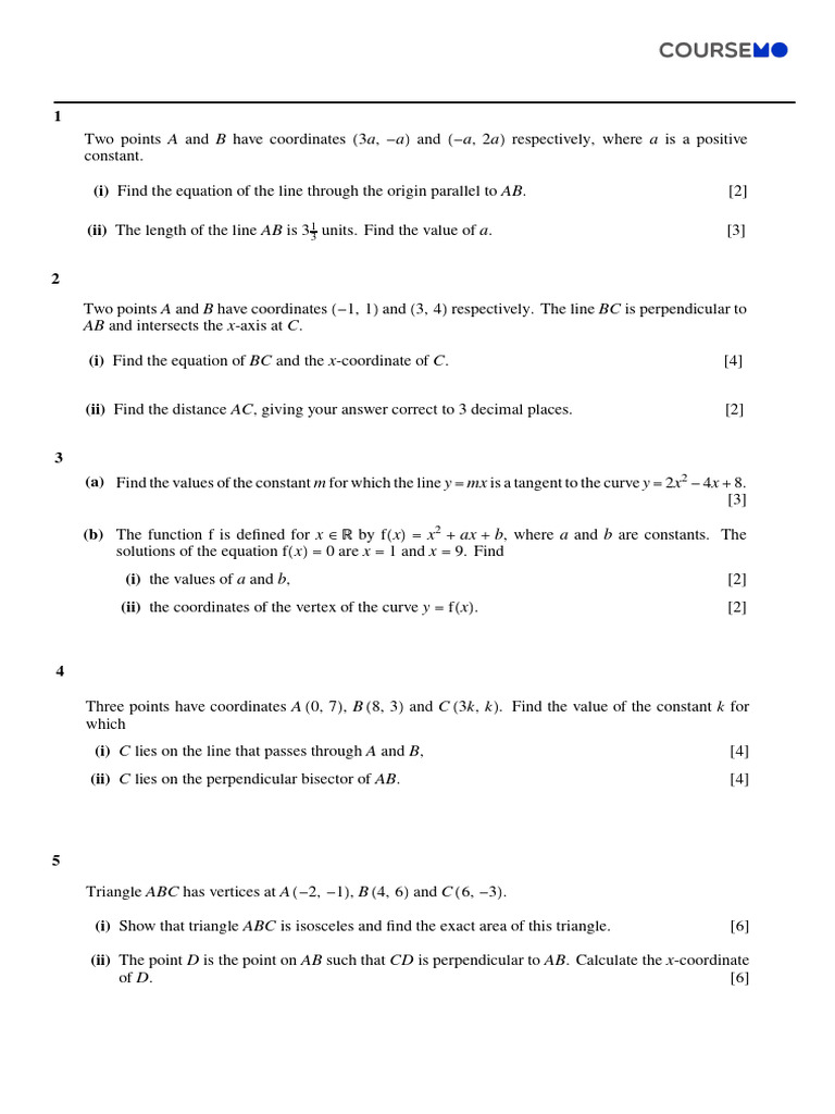 3.Coordinate Geometry 3 Qp | PDF | Triangle | Perpendicular