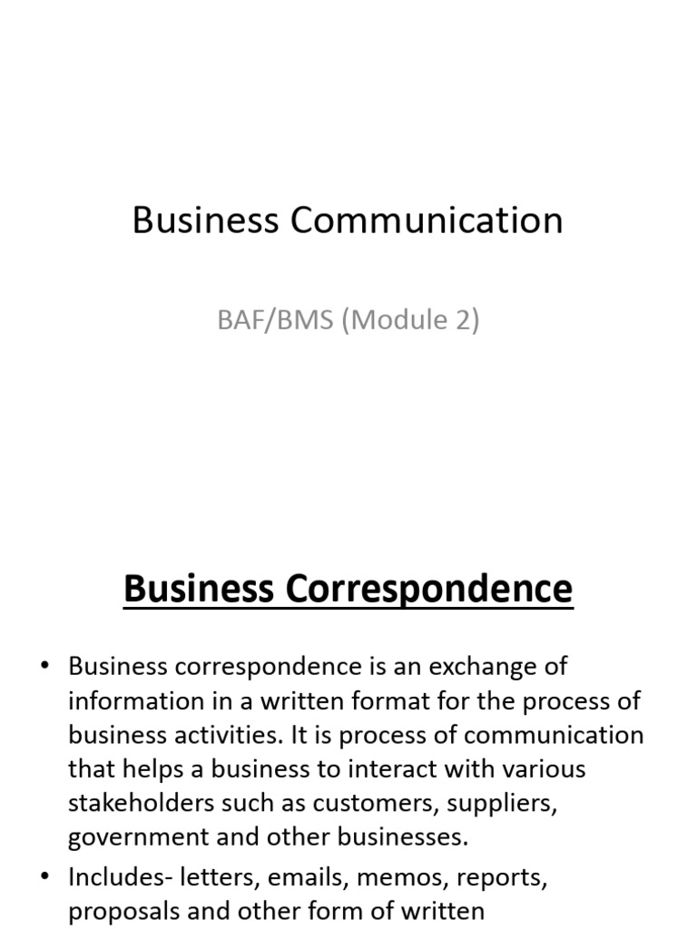 Business Communication (Module 2) Baf and Bms | PDF | Employment ...
