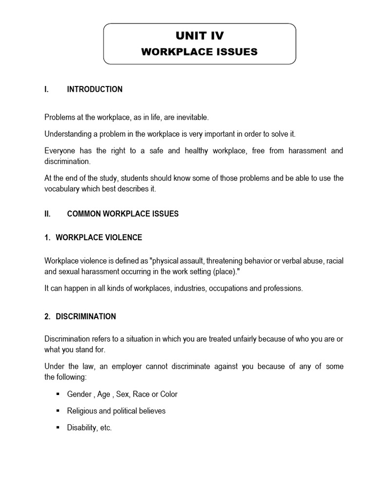 Common Workplace Issues Explained | PDF | Harassment | Discrimination