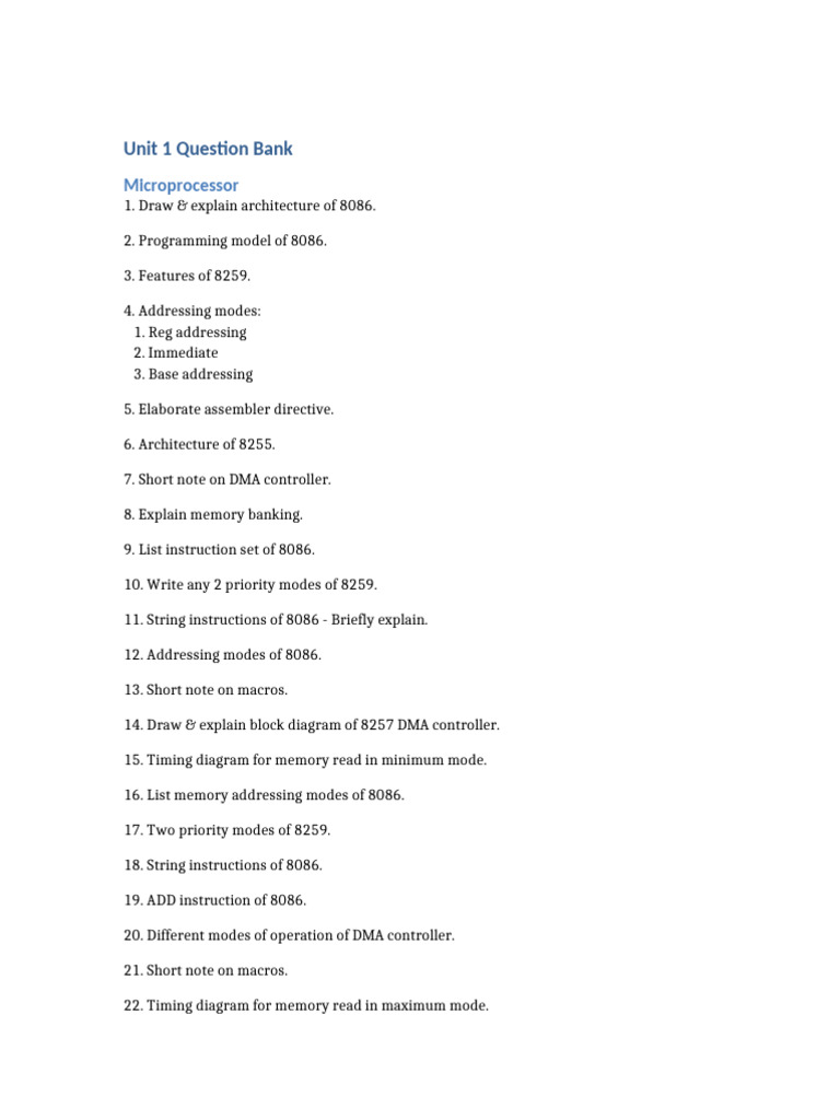 Microprocessor Question Bank | PDF
