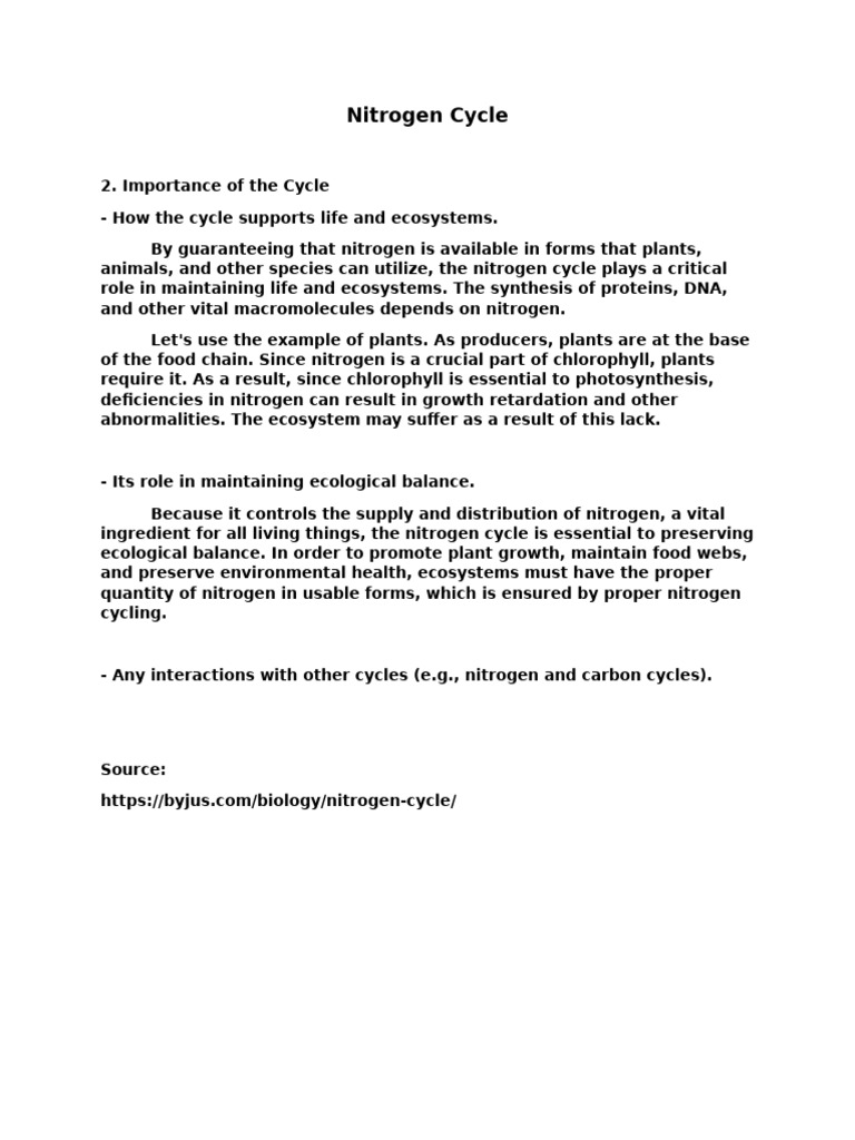 Importance of The Cycle | PDF