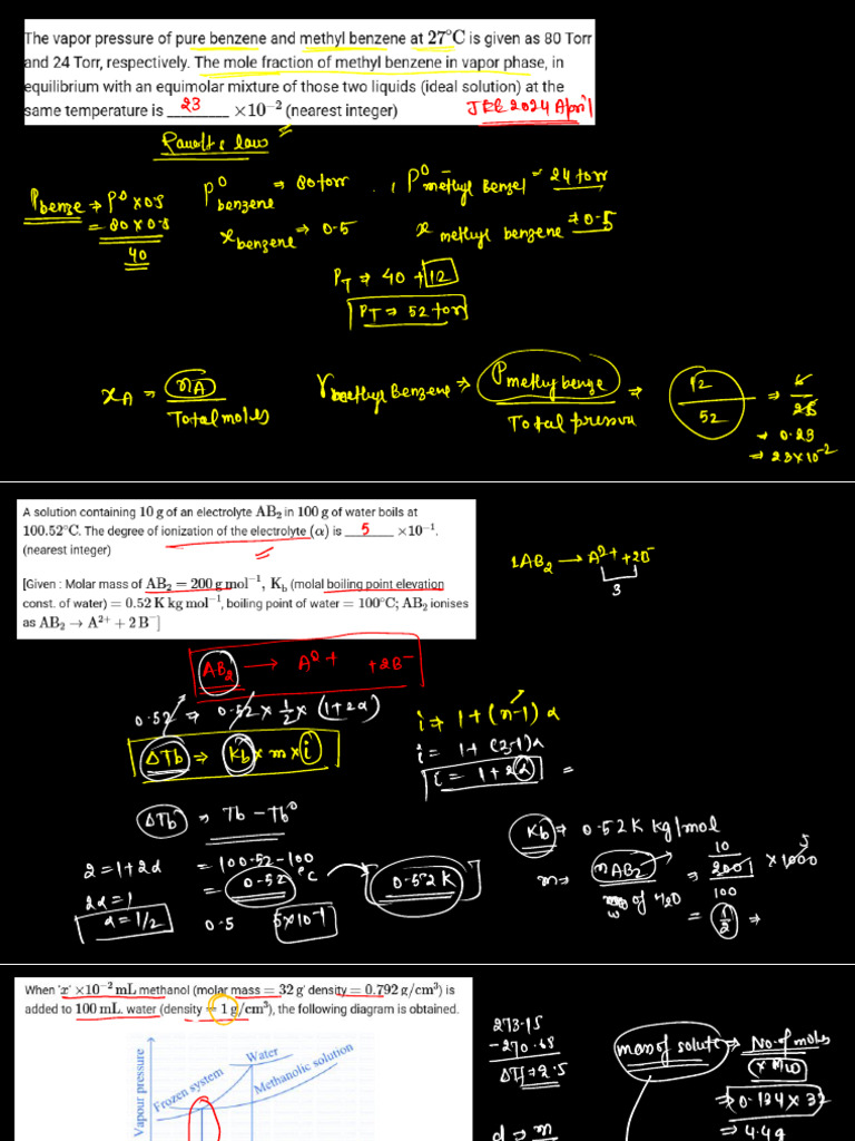 Liquid Solutions PYQ | PDF