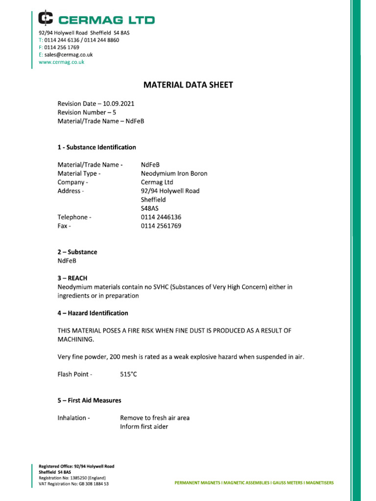 Cermag MAGNET DATASHEET | PDF