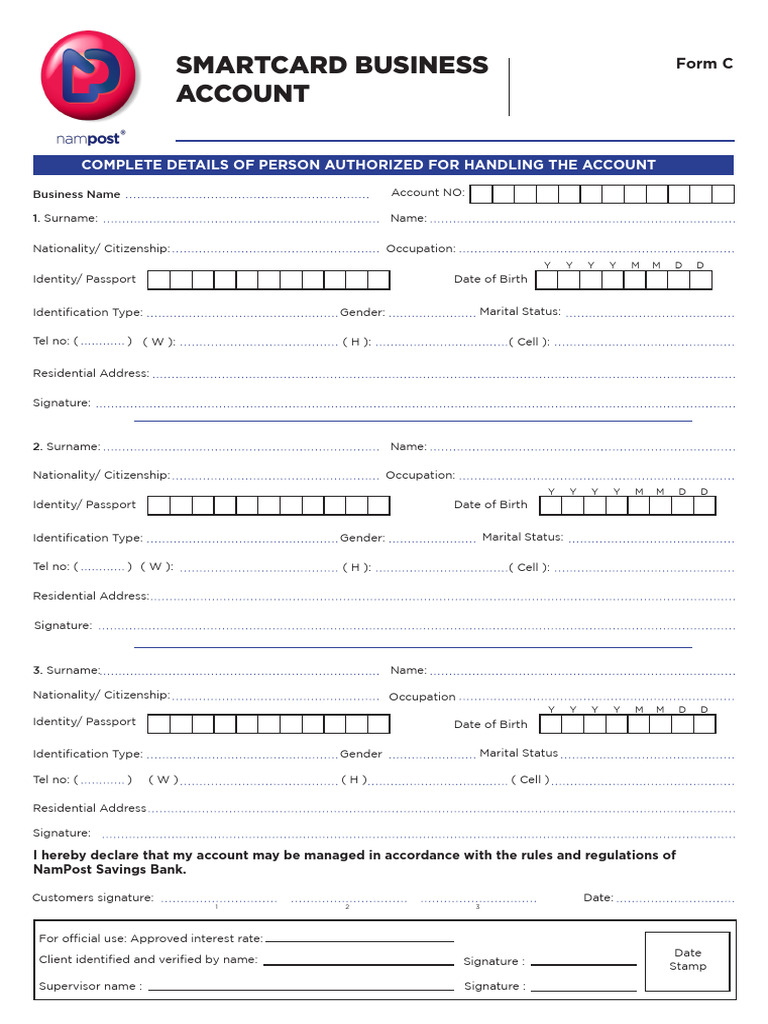Smartcard Business Account Form C | PDF | Identity Document | Nationality