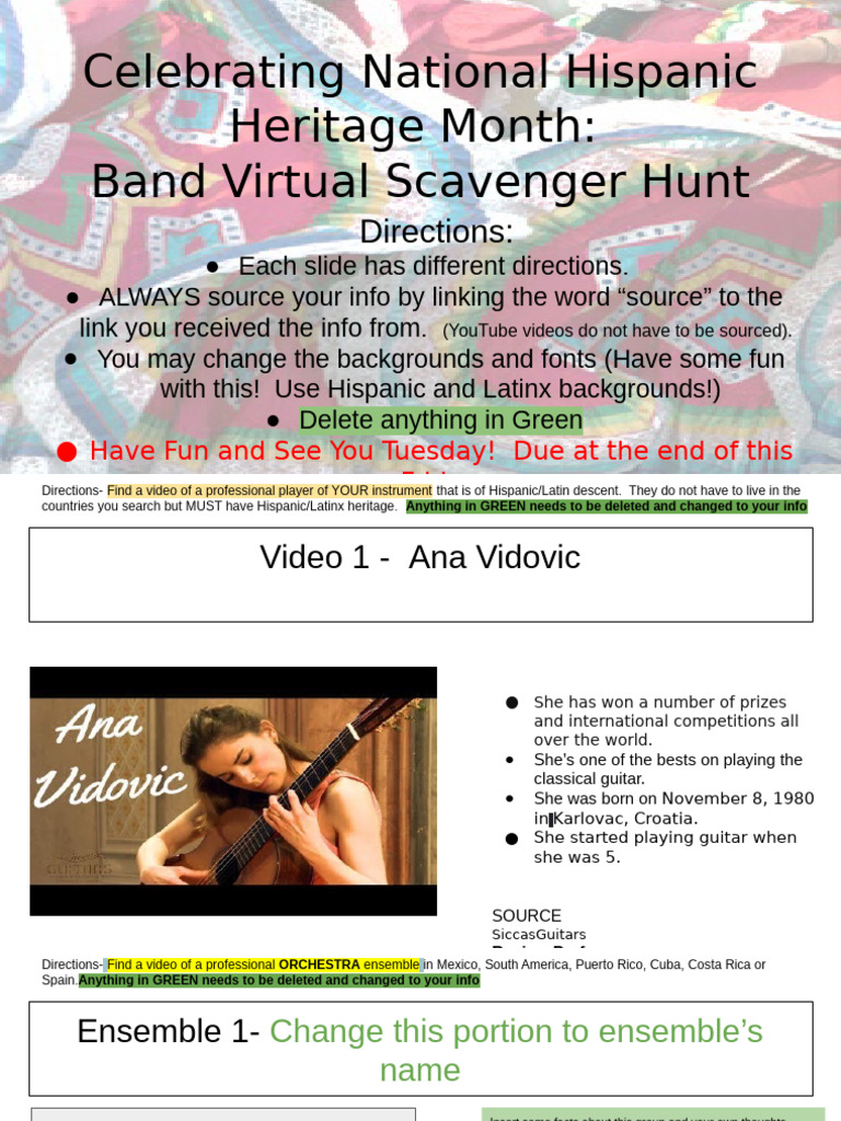 Luis Matute - Copy of Hispanic Virtual Scavenger Hunt | PDF