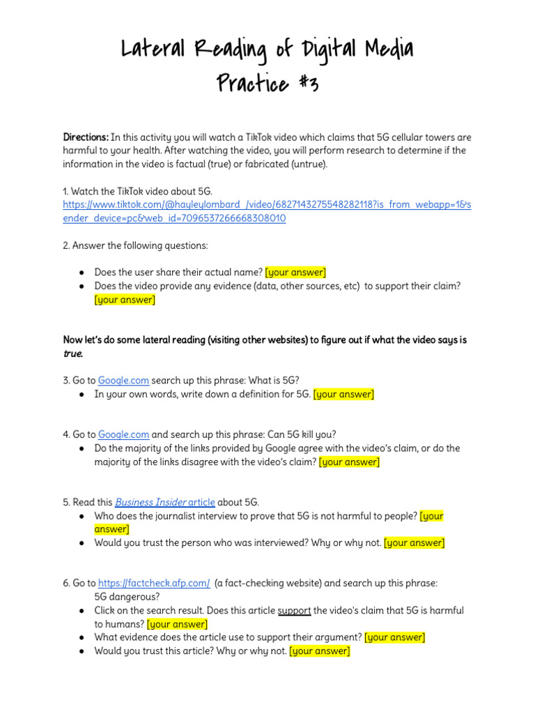 Lateral Reading Practice #3 | PDF