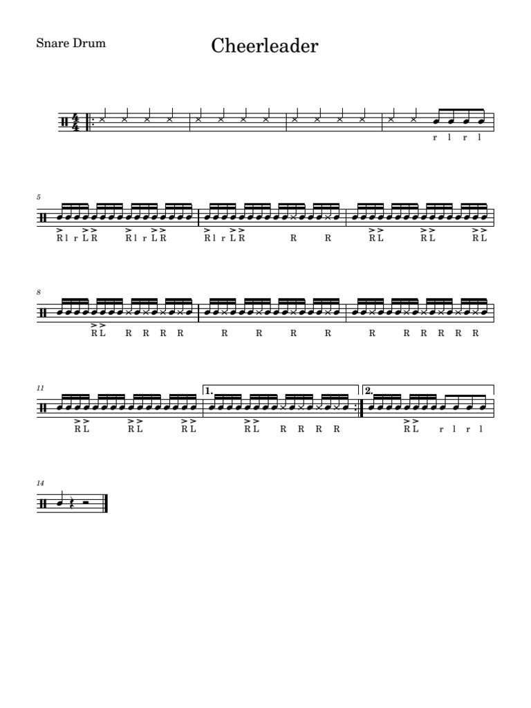 Cheerleader Snare Drum Patterns | PDF