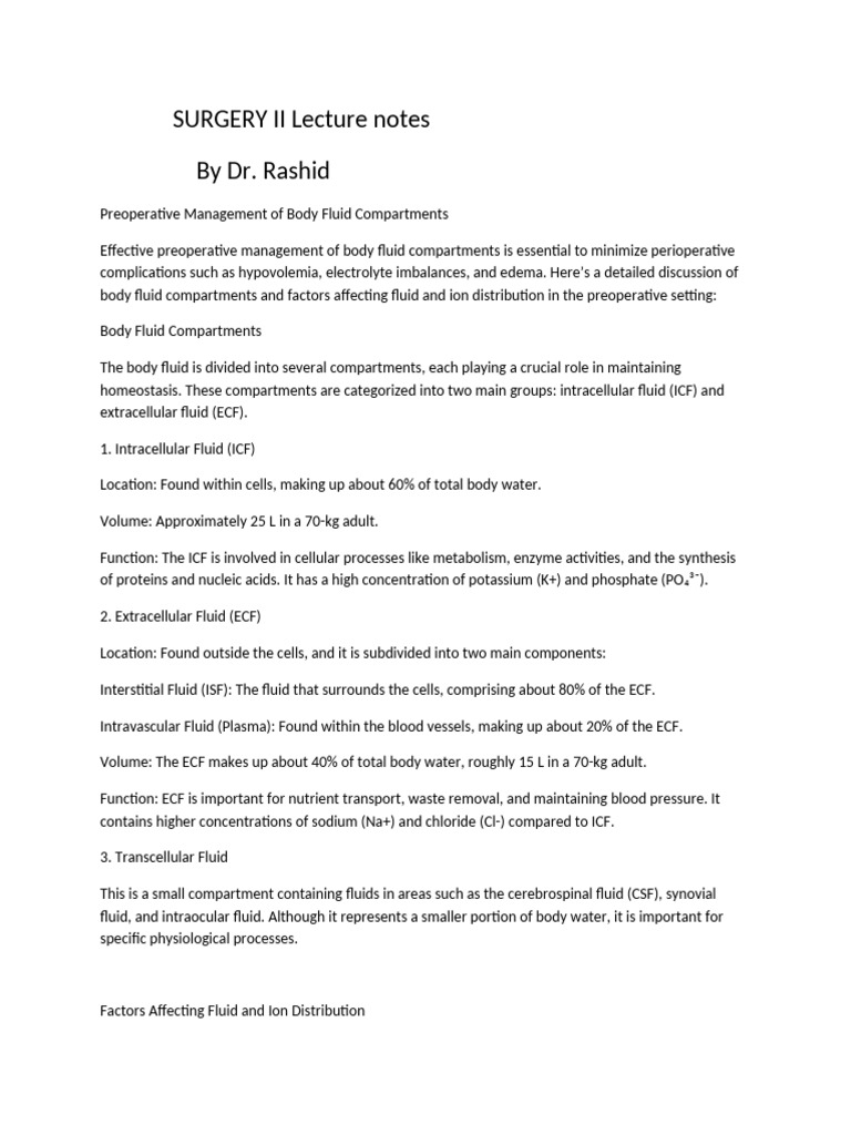 SURGERY II Lect-WPS Office | PDF | Kidney | Physiology
