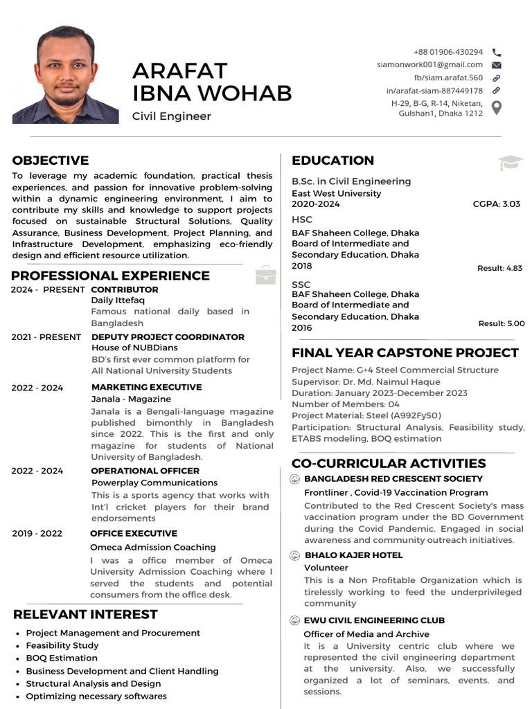 CV - Arafat Ibna Wohab | PDF