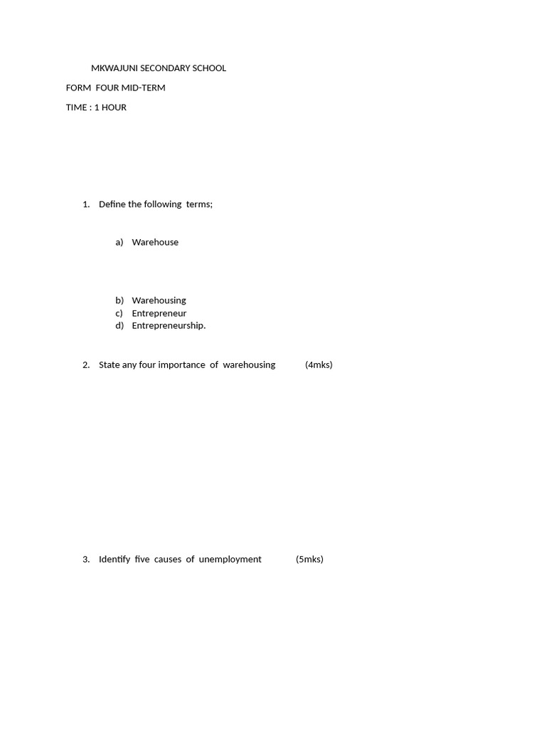 Form Four Bst_093034 | PDF