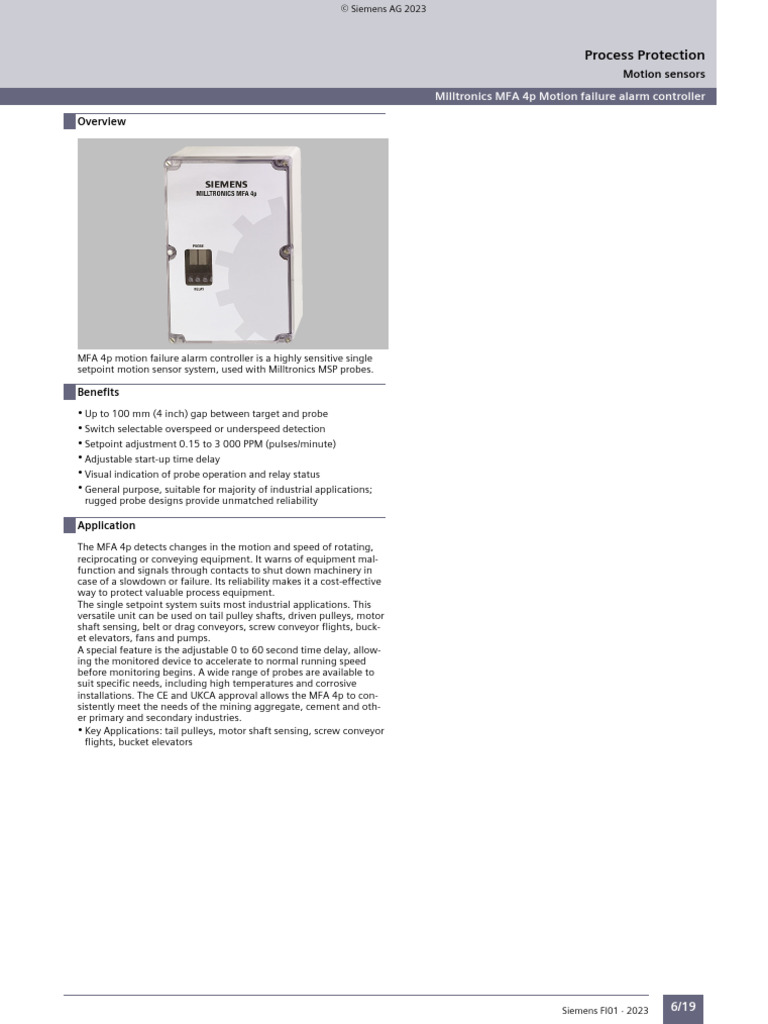 Milltronics Mfa 4p Motion Failure Alarm Controller Fi01 en | PDF | Relay | Pipe (Fluid Conveyance)