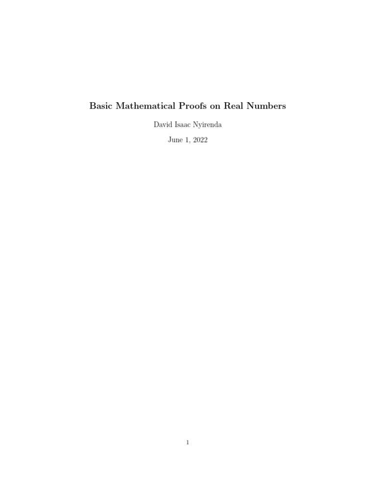Basic Mathematical Proofs On Real Numbers by David Nyirenda | PDF ...