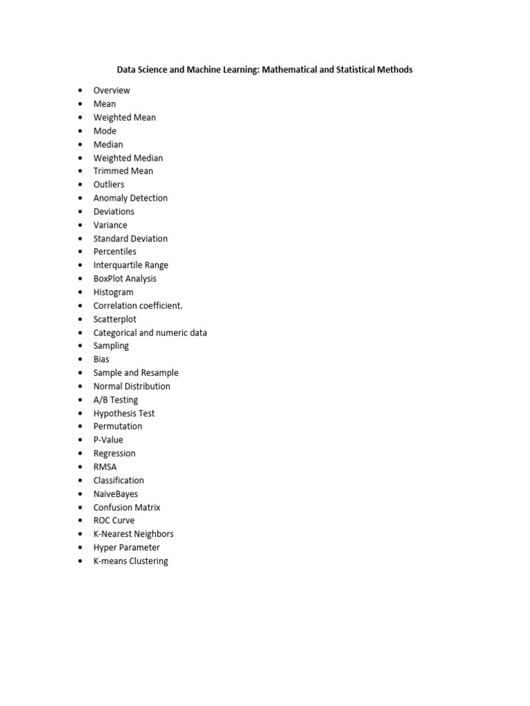 Data Science and Machine Learning: Mathematical and Statistical Methods | PDF