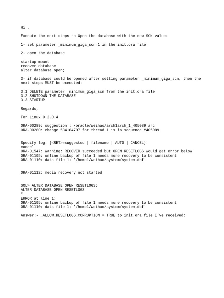 Backup Restore Windows Oraclesupport | PDF