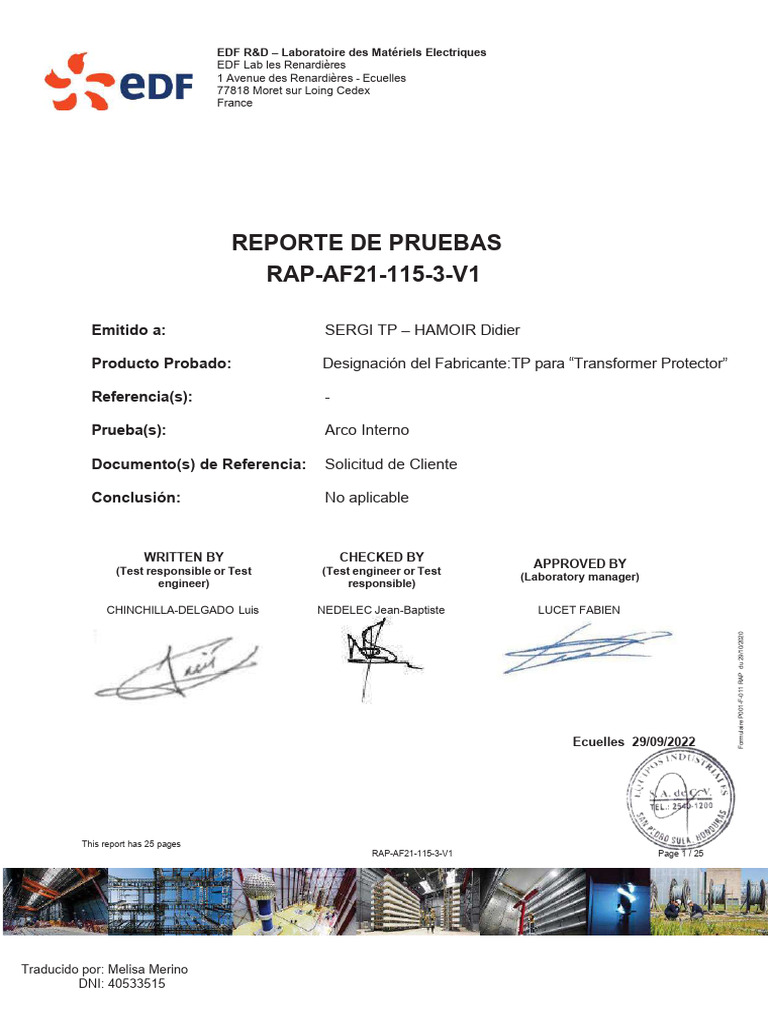 EXPERIENCIA FABRICA TP - EDF Informes de Pruebas Del TP | PDF | Acuerdo de no divulgación ...