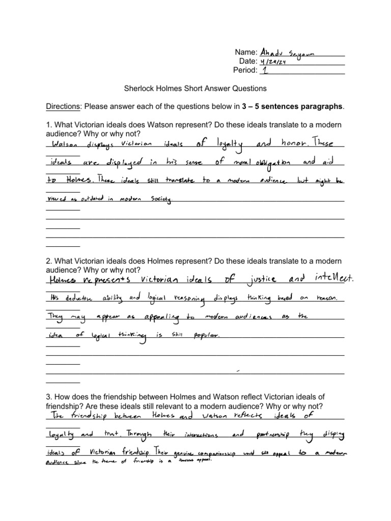 Sherlock Holmes Victorian Ideals Analysis | PDF | Dr. Watson | Sherlock ...
