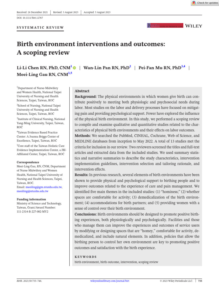 Birth Environment Interventions Review | PDF | Childbirth | Pregnancy