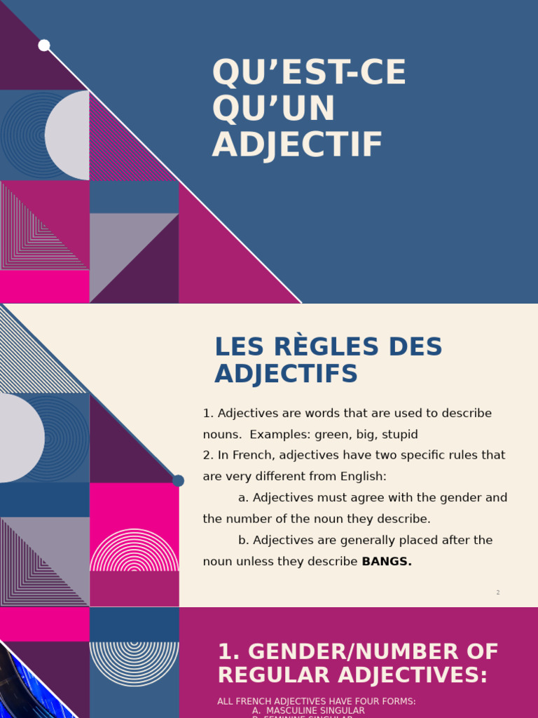 Adjective rules | PDF | Grammatical Gender | Plural