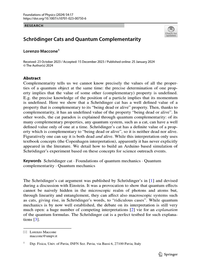Schrodinger Cat and the Reality of Superposition | PDF | Quantum ...