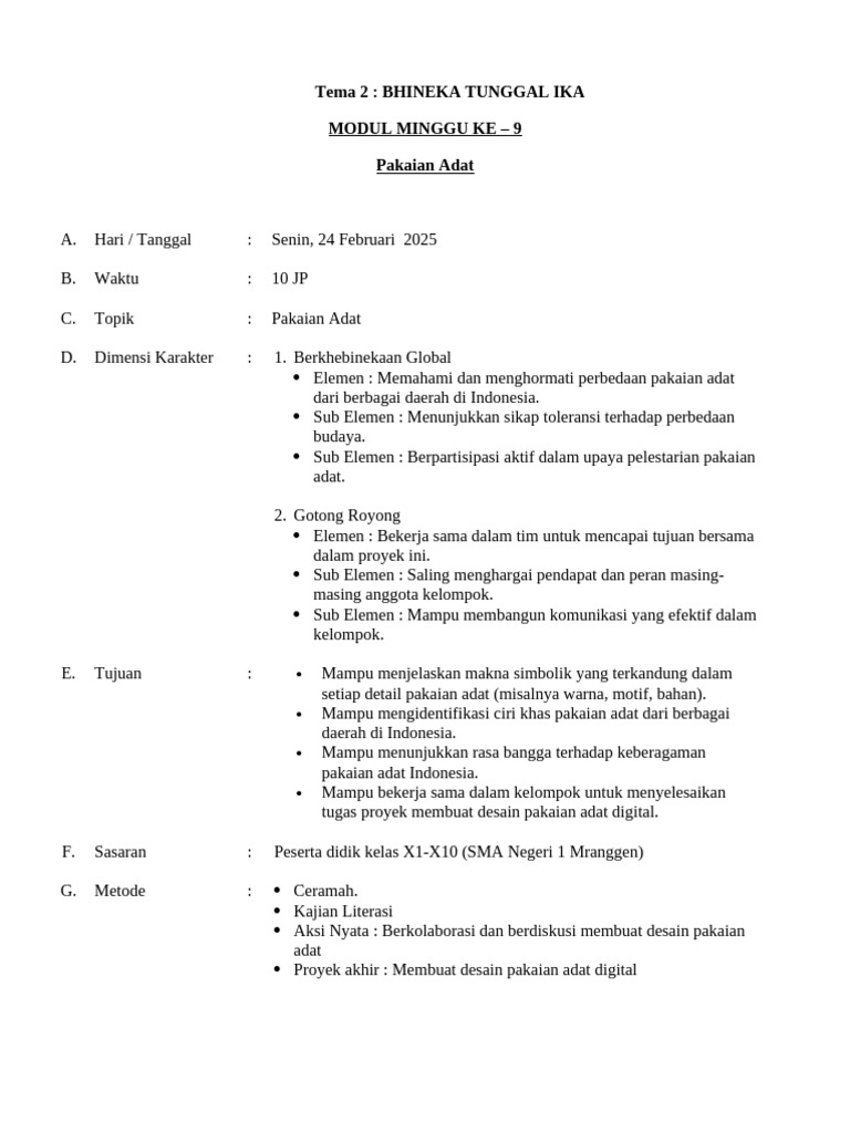 MODUL MINGGU KE-9, SENIN - 24 Februari 2025 | PDF
