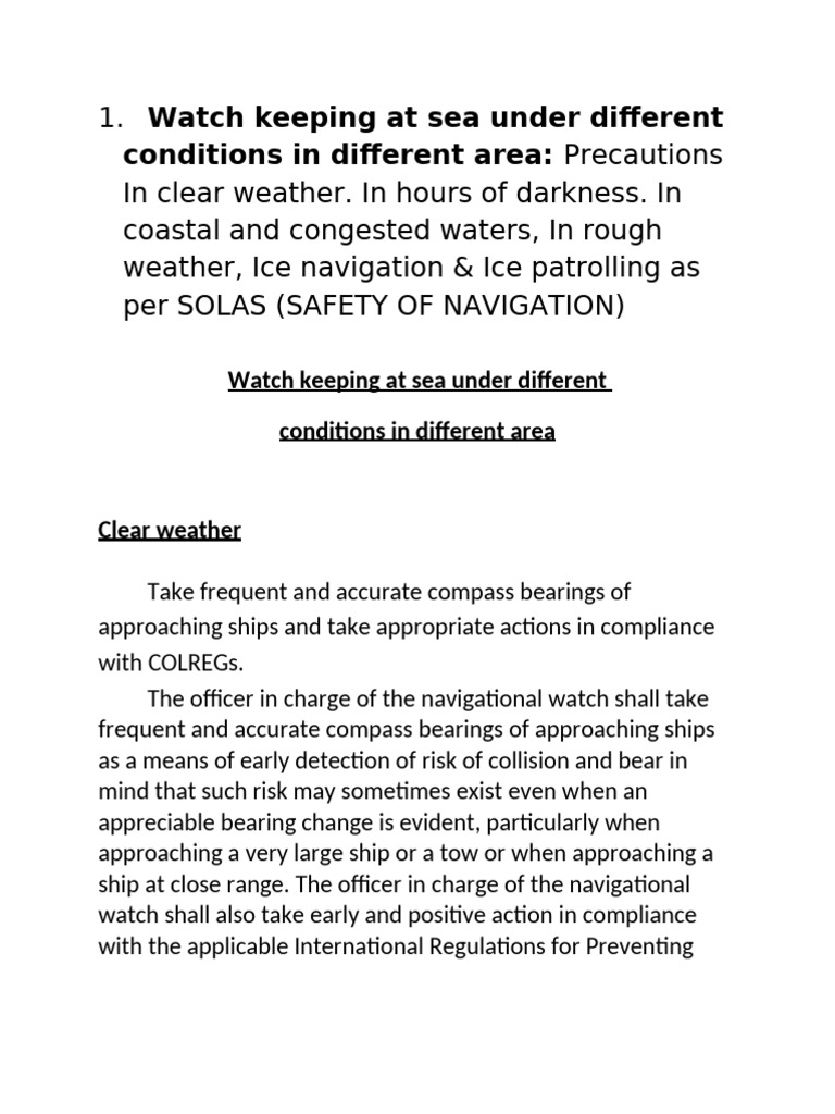 Watchkeeping Procedures for Safe Navigation | PDF | Ice