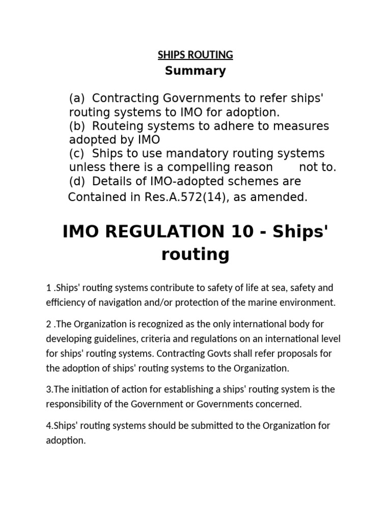 Ships Routing Systems and Watchkeeping Standards | PDF | Traffic ...