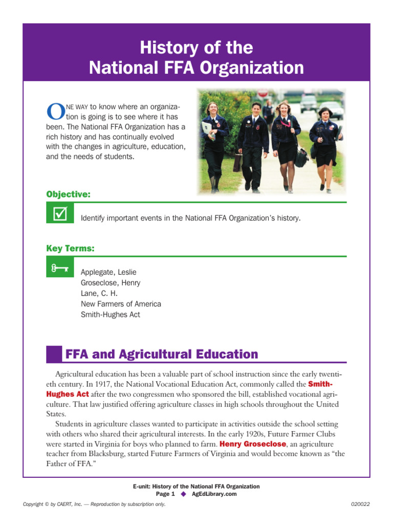 FFA History and Key Milestones | PDF | The United States