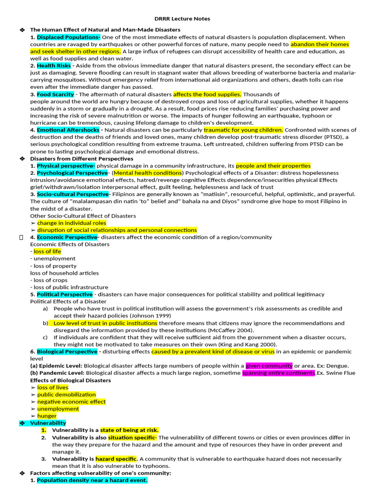 DRRR Reviewer 1 | PDF | Hazards | Natural Disasters