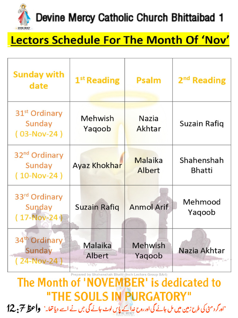 Lectors Schedule For Nov 2024 BA-I. | PDF