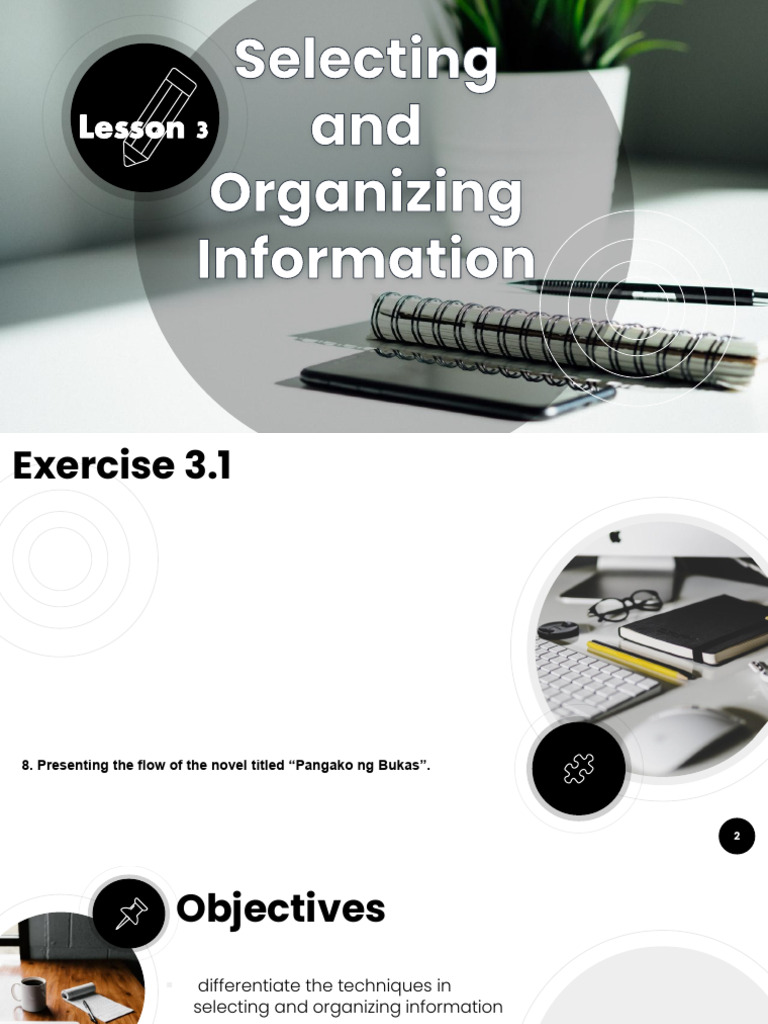 Lesson 3 - Selecting and Organizing Information | PDF