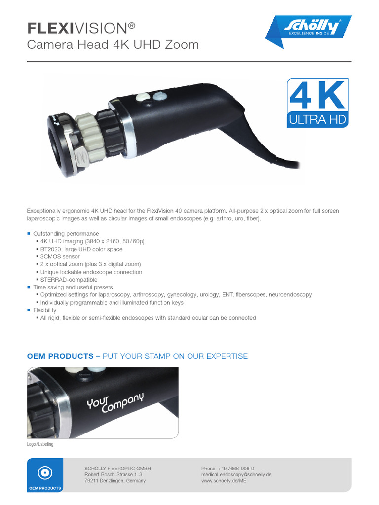 CAIMAN HEALTH BY SCHÖLLY Camera Head 4K UHD Zoom | PDF | Camera | Equipment
