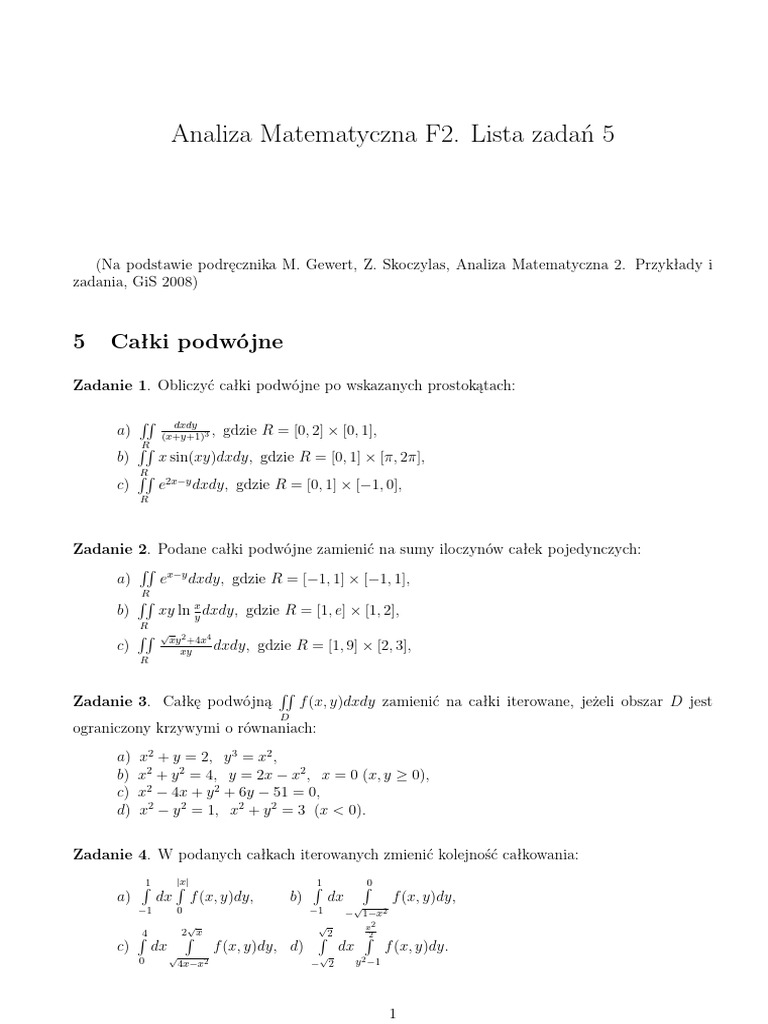 Lista 5 Analiza Matematyczna | PDF